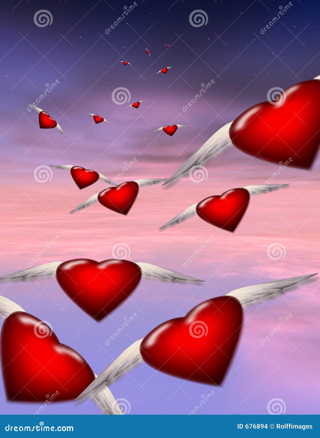 Flying Hearts stock illustration. Illustration of human - 676894