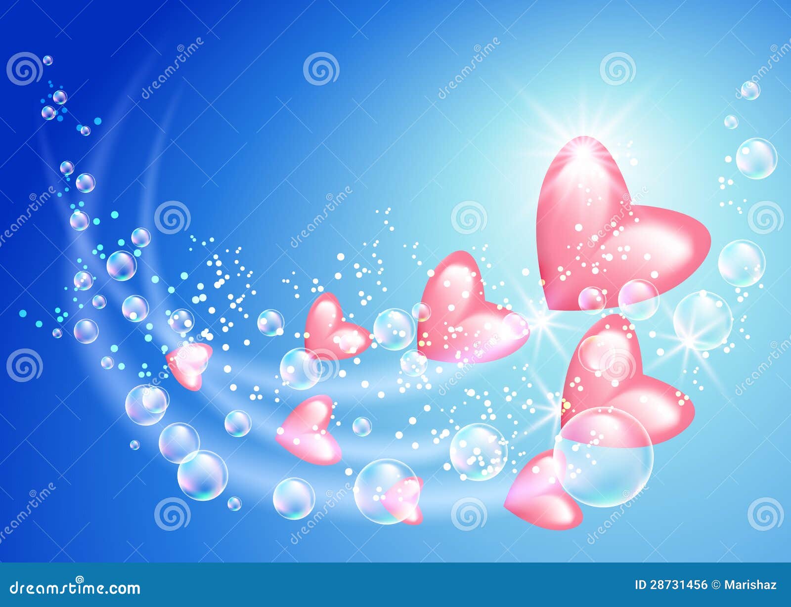 Flying hearts and bubbles stock vector. Illustration of romanticism ...