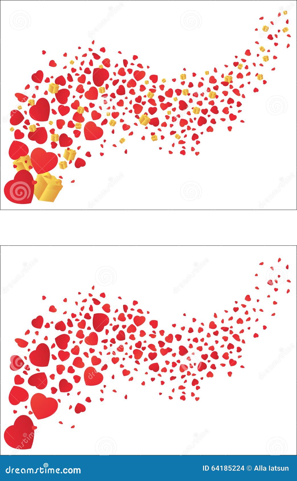 Flying Hearts and Gifts. Vector Stock Vector - Illustration of hearts ...