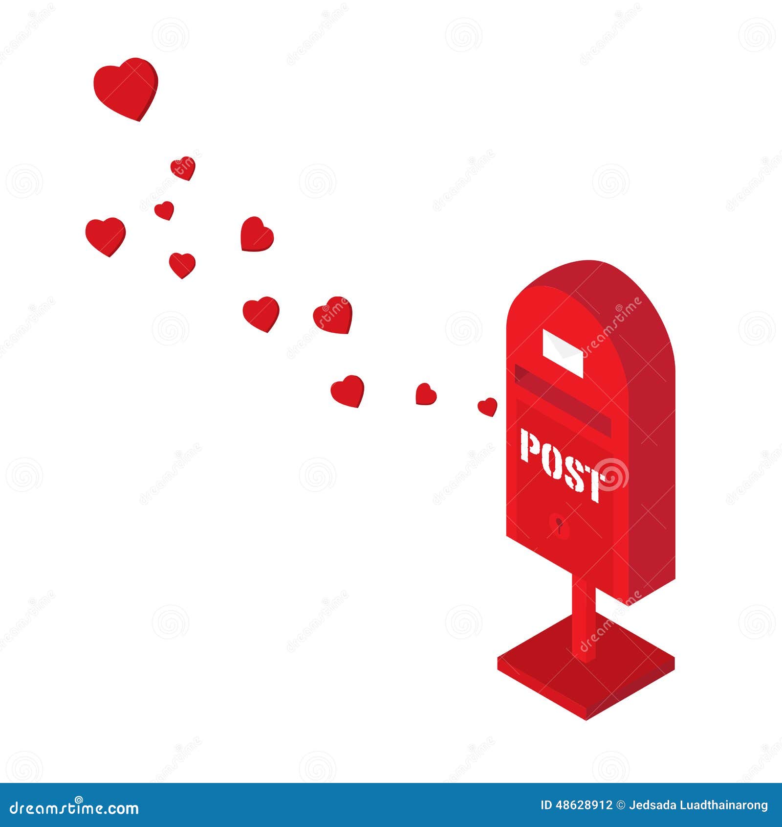 Flying Hearts from Post Box Stock Illustration - Illustration of shape ...