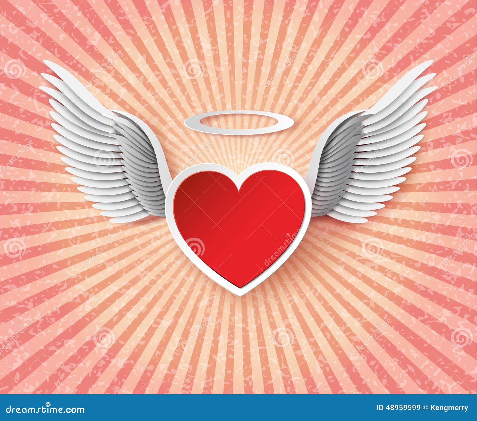 Flying hearts with wings. stock vector. Illustration of colors - 48959599