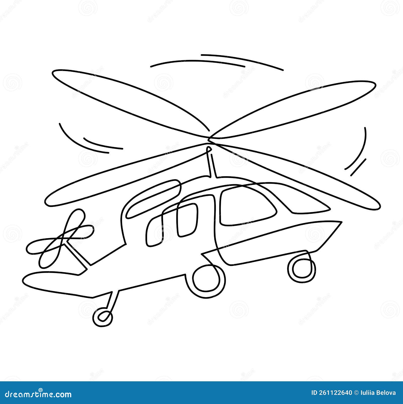 Helicopter Continuous One Line Drawing Minimalism Vector ...
