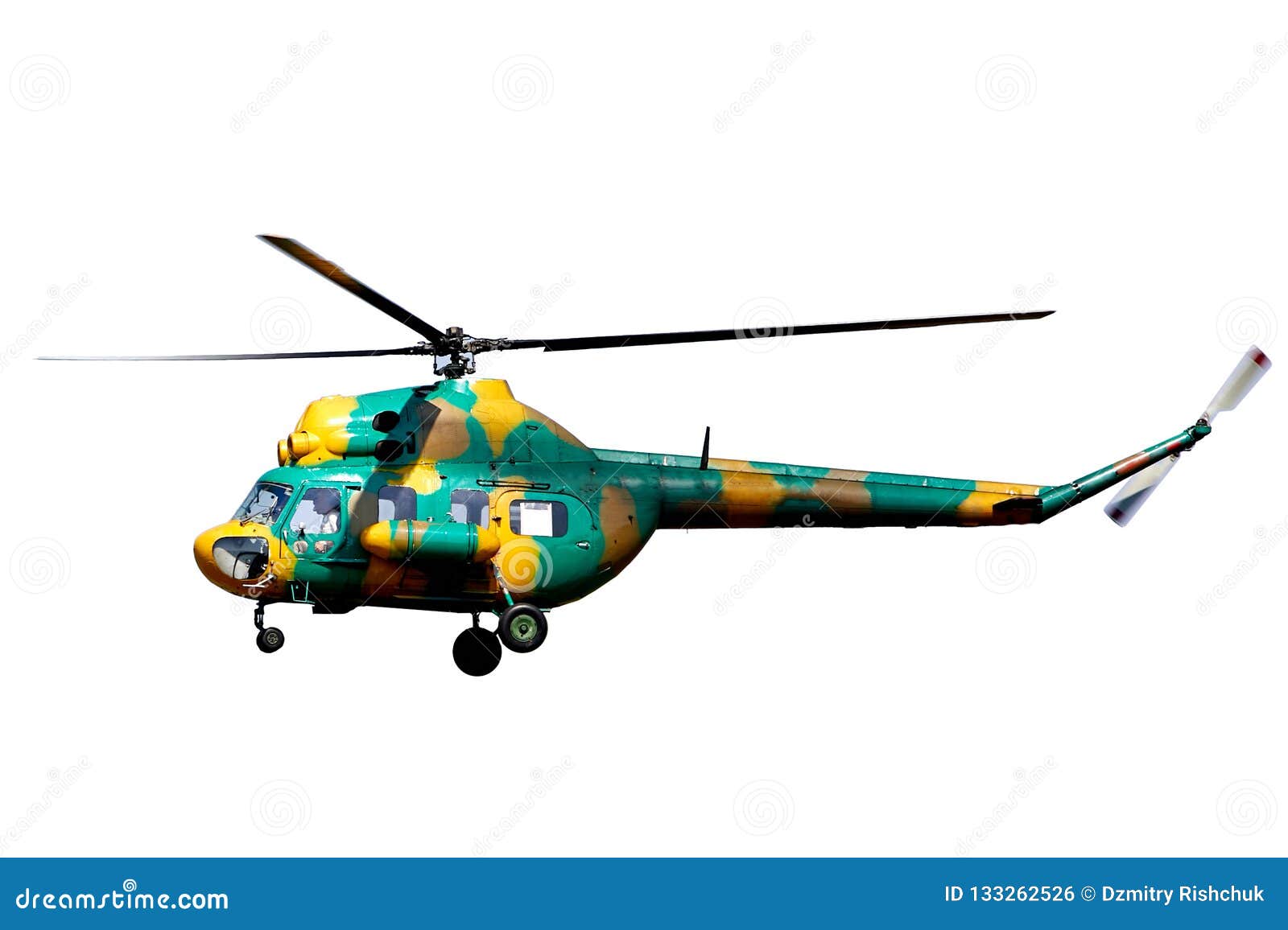 Flying Helicopter, Isolated on White Stock Photo - Image of engine ...