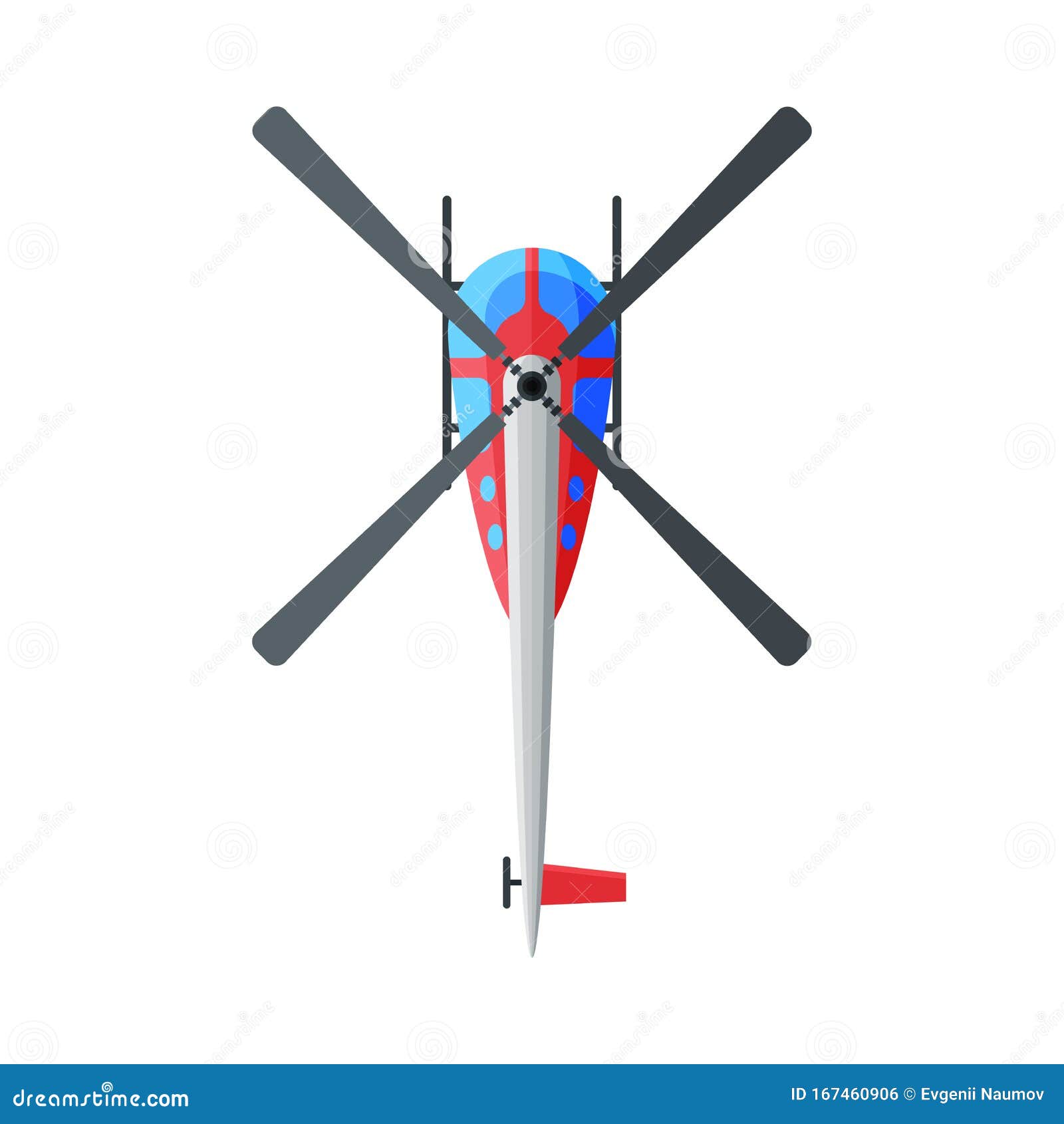 Flying Helicopter, View from Above, Air Transport Vector Illustration ...