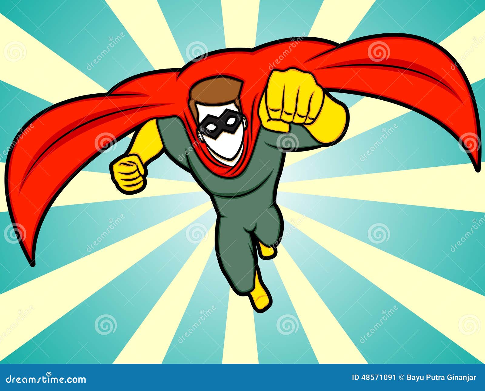 Flying hero stock vector. Illustration of strength, cape - 48571091