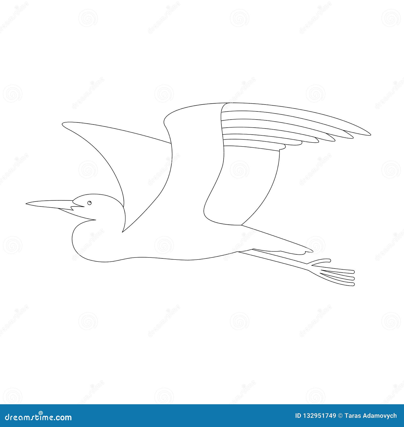 Flying Heron ,vector Illustration, Profile View Stock Vector ...