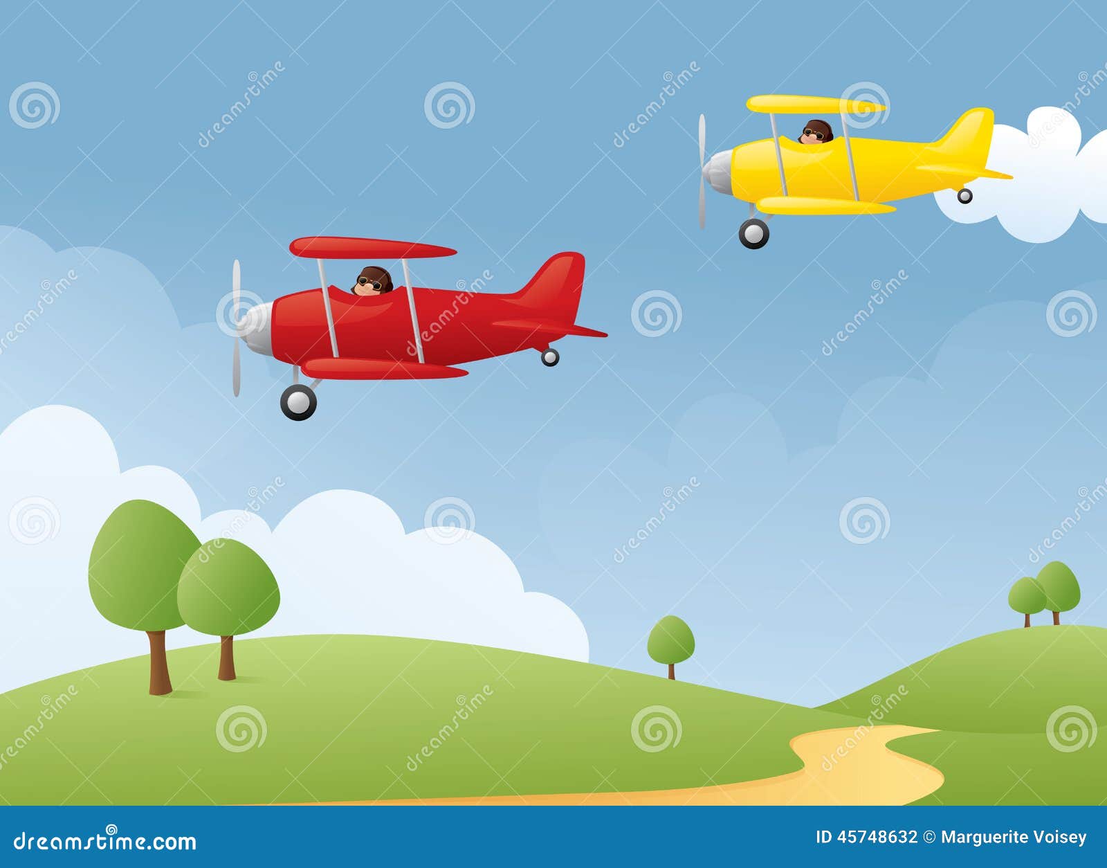 Flying High stock vector. Illustration of flying, countryside - 45748632