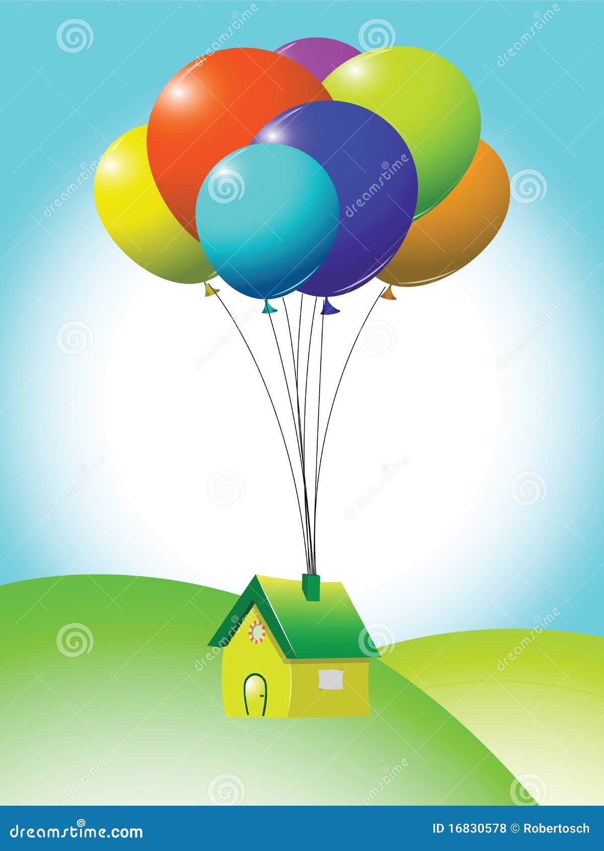 Flying house stock vector. Illustration of window, economy - 16830578