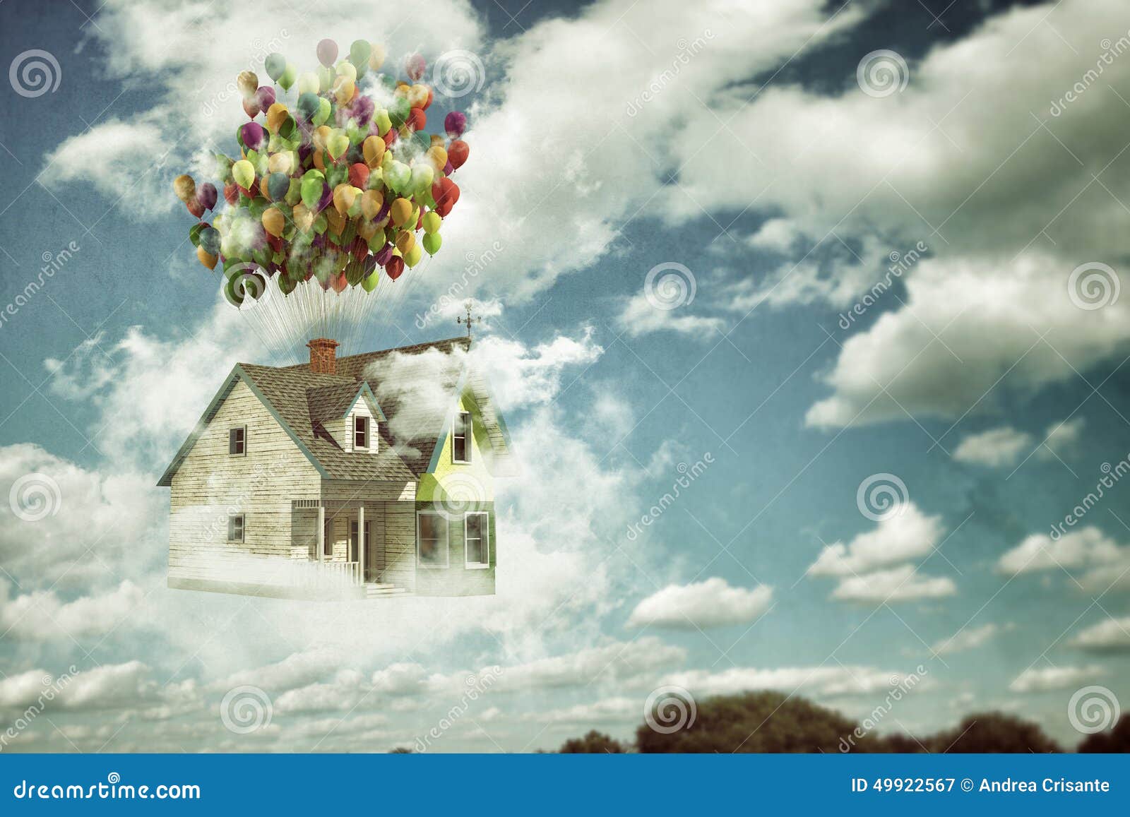 Flying house stock illustration. Illustration of estate - 49922567