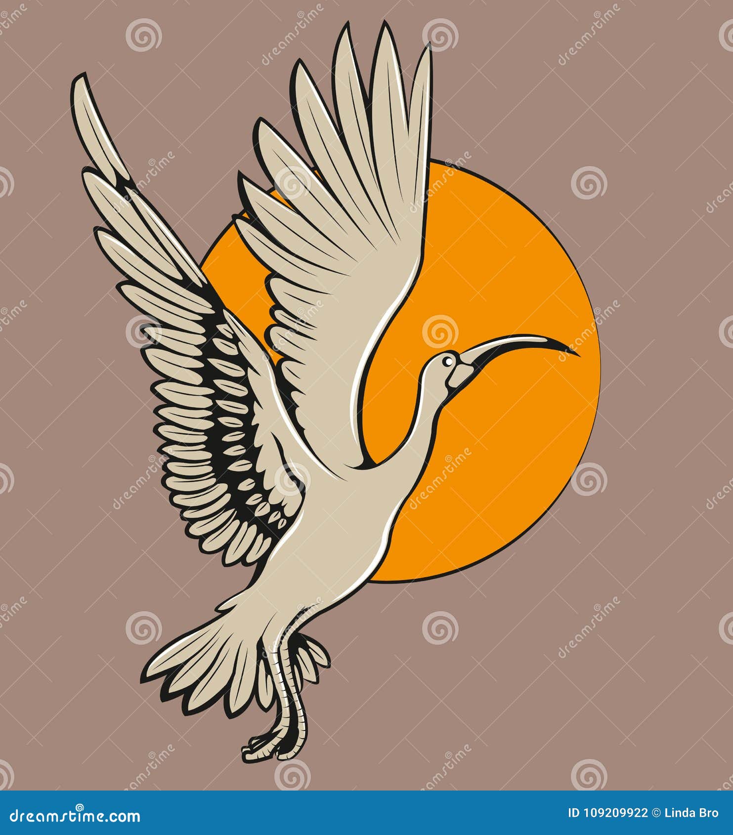 Flying ibis bird stock vector. Illustration of beak - 109209922