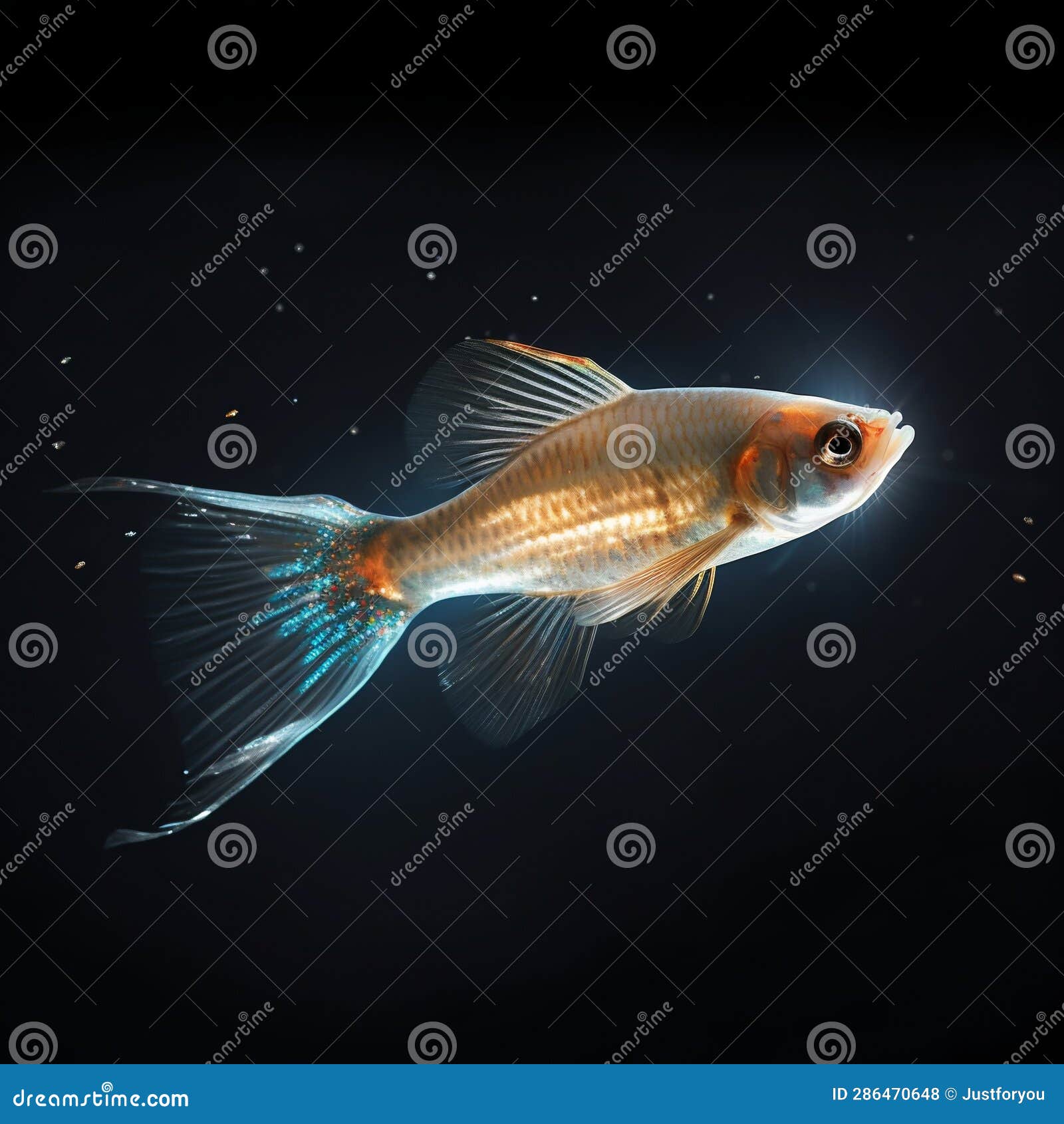 Flying Illuminated Fish in Water. Generative Ai Stock Illustration ...