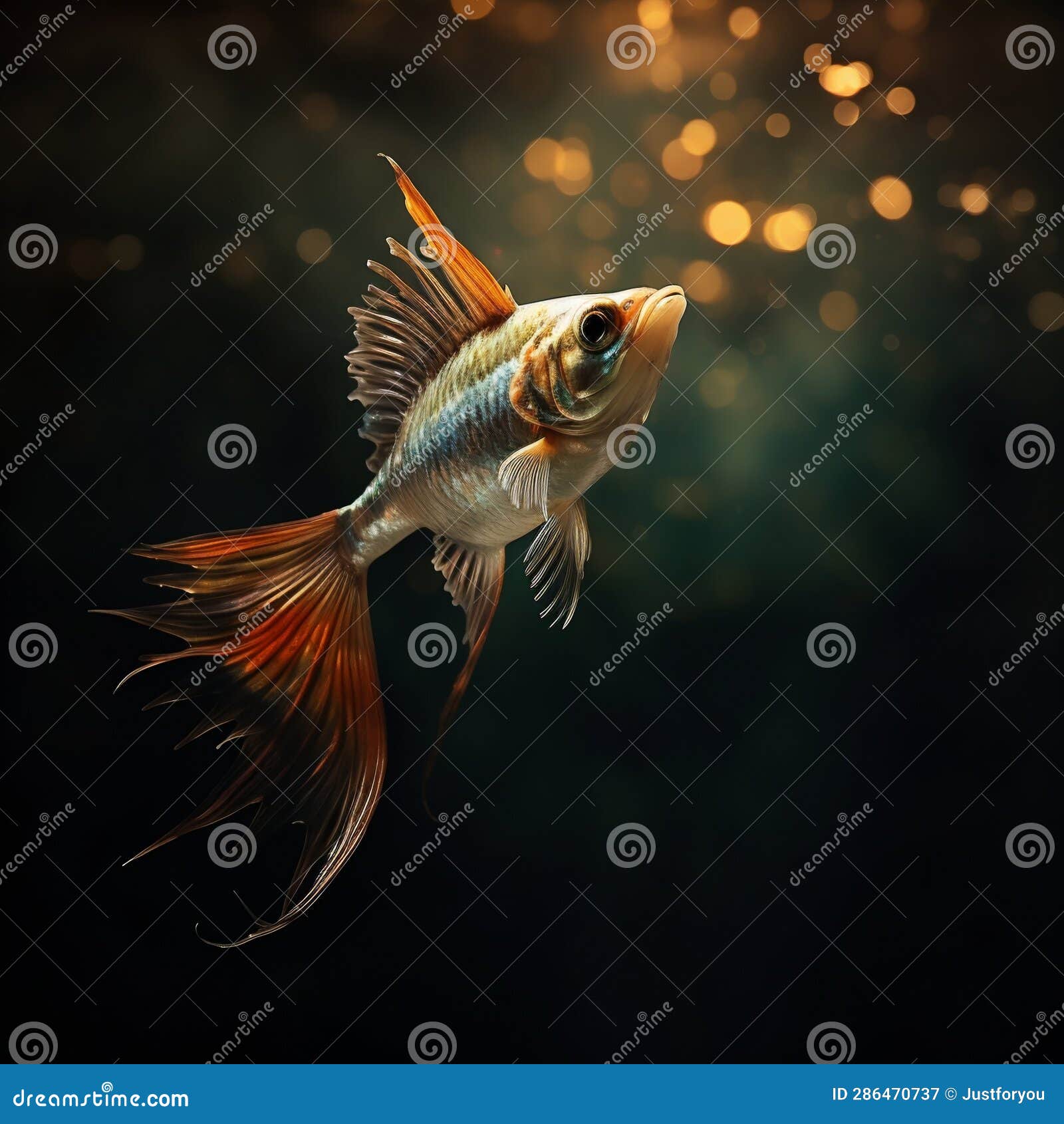 Flying Illuminated Fish in Water. Generative Ai Stock Illustration ...