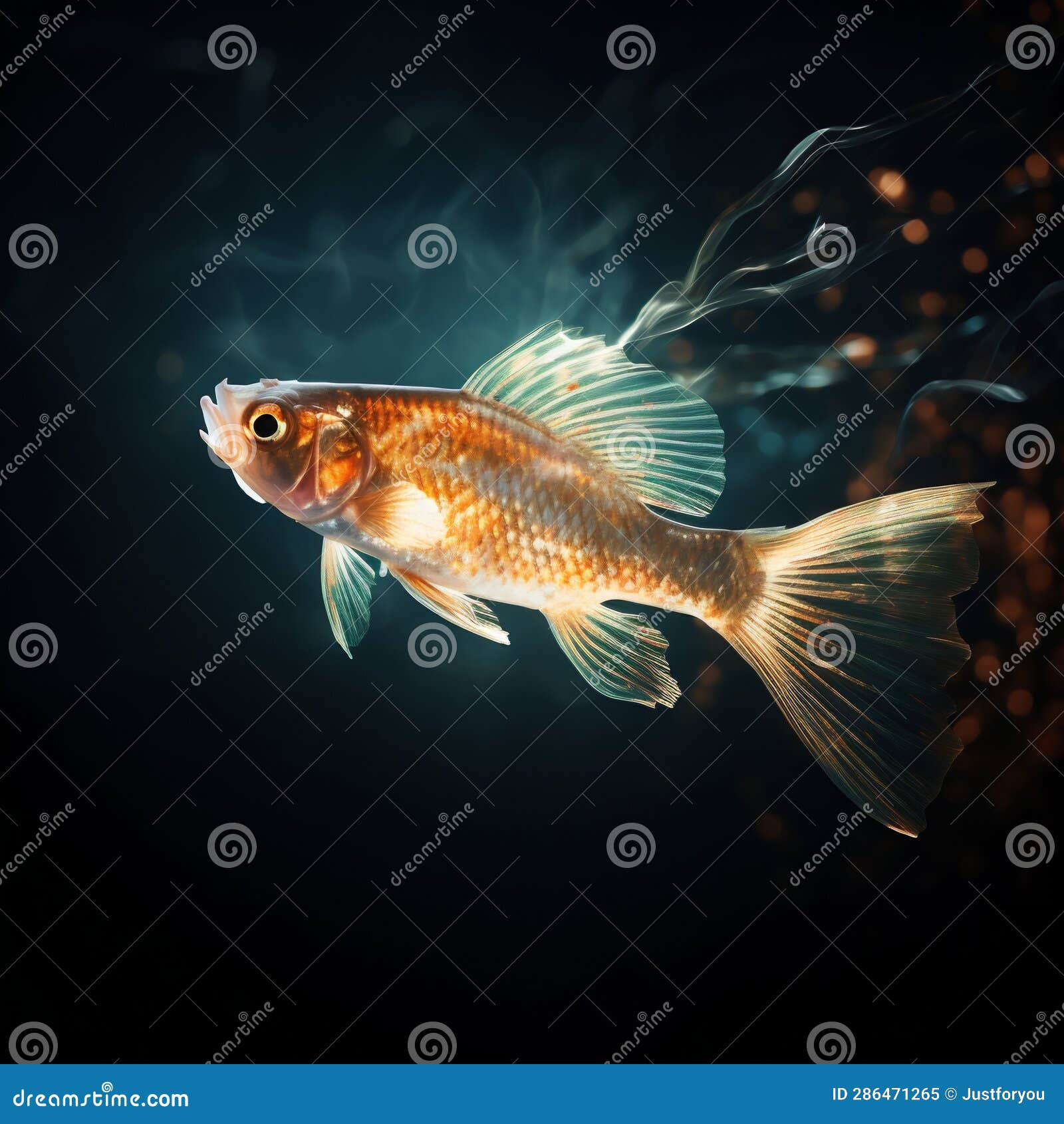 Flying Illuminated Fish in Water. Generative Ai Stock Illustration ...