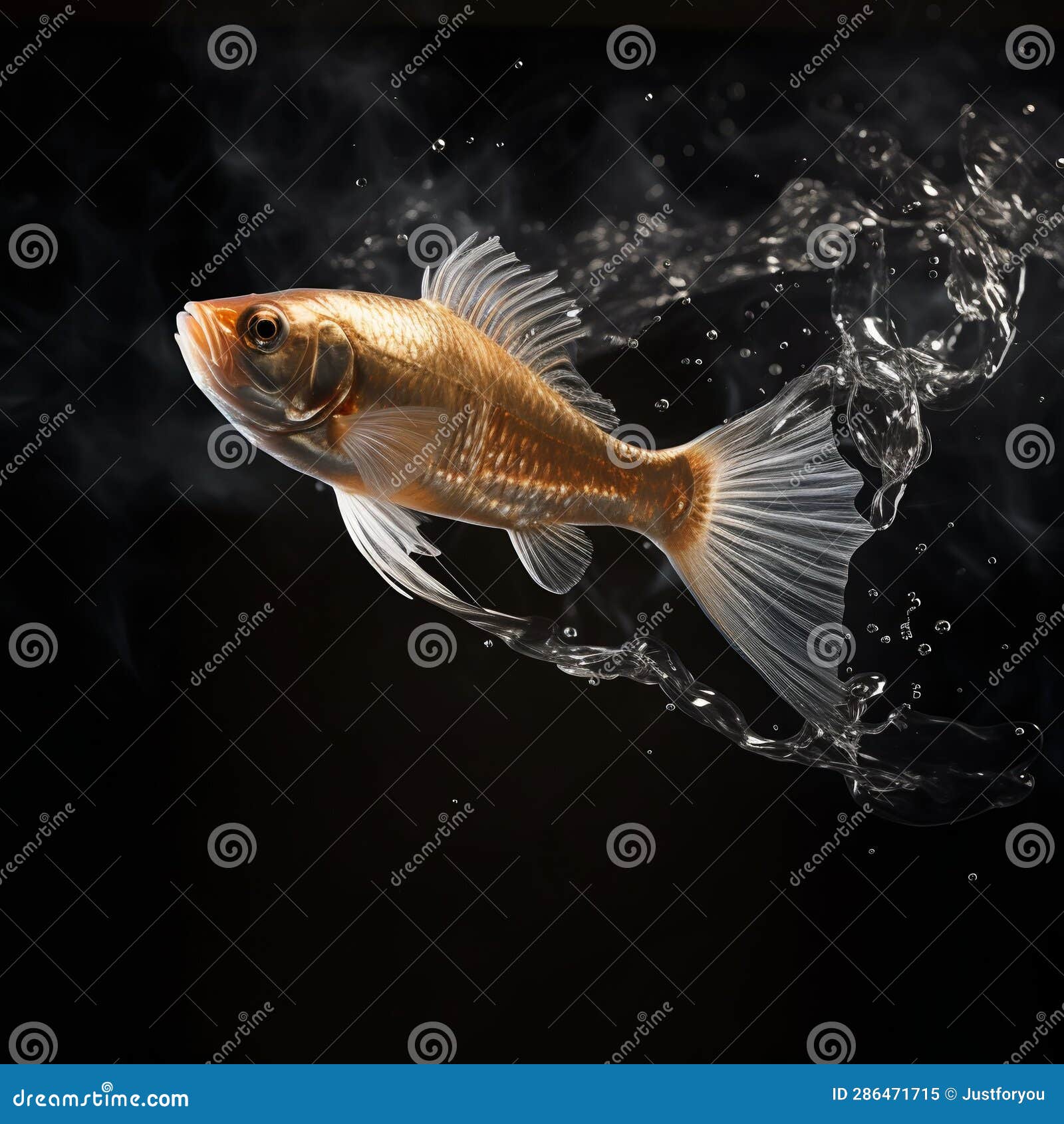 Flying Illuminated Fish in Water. Generative Ai Stock Illustration ...