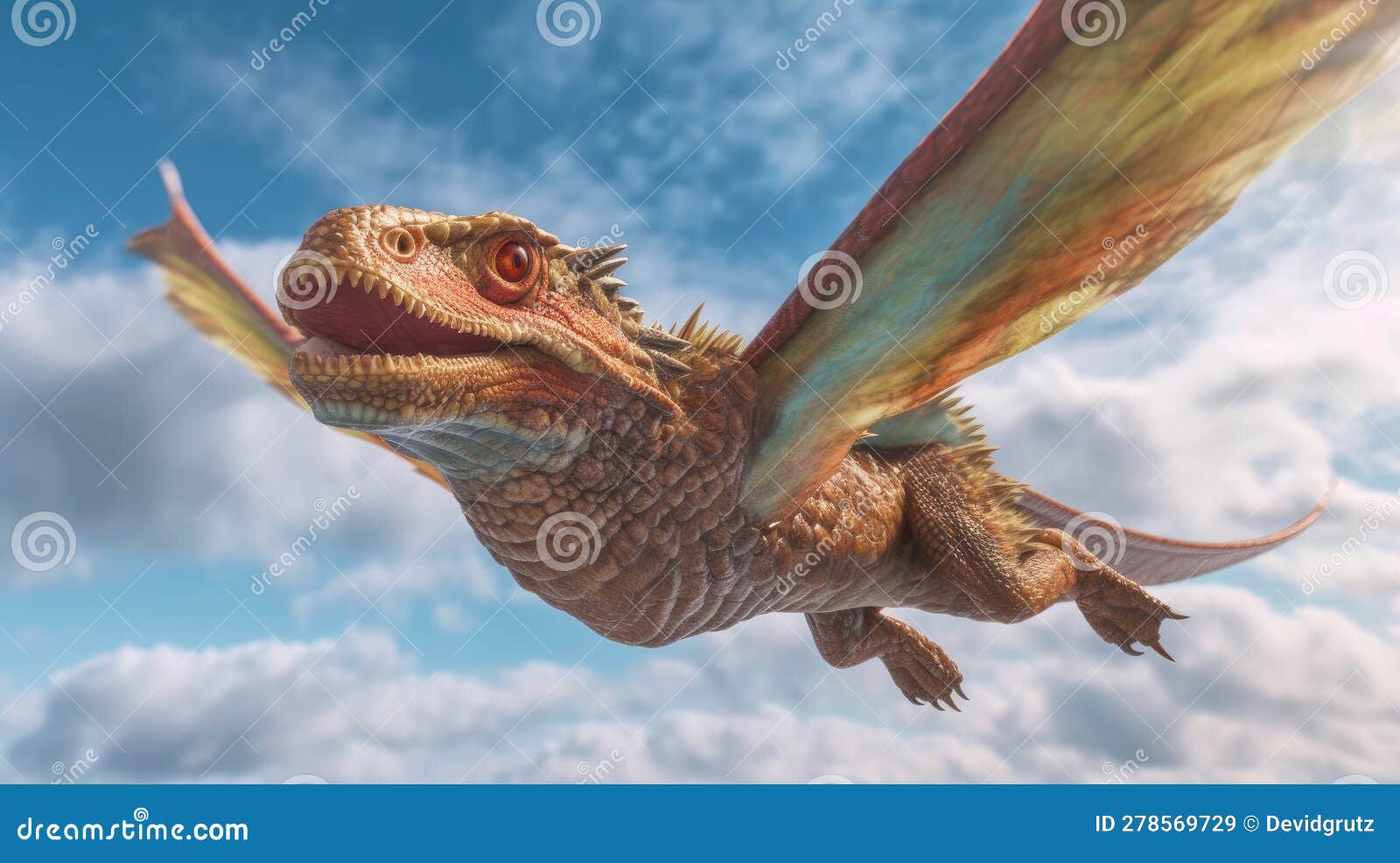 Flying Imaginative Creature or Dinosaur Fly. Generative AI Stock ...