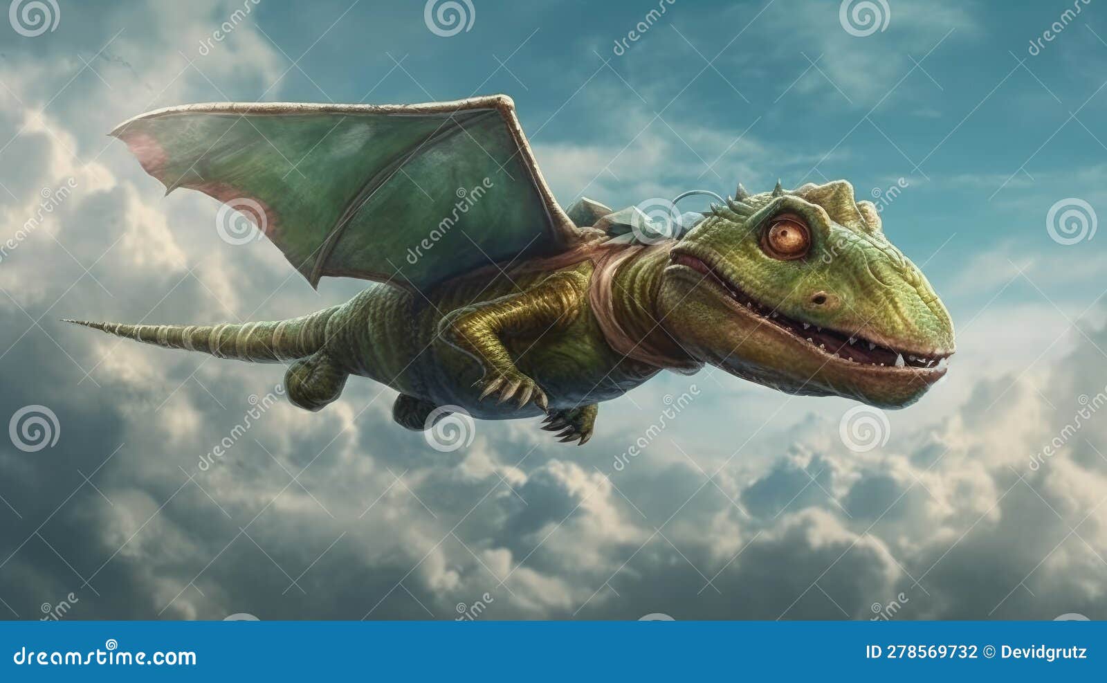 Flying Imaginative Creature or Dinosaur Fly. Generative AI Stock ...