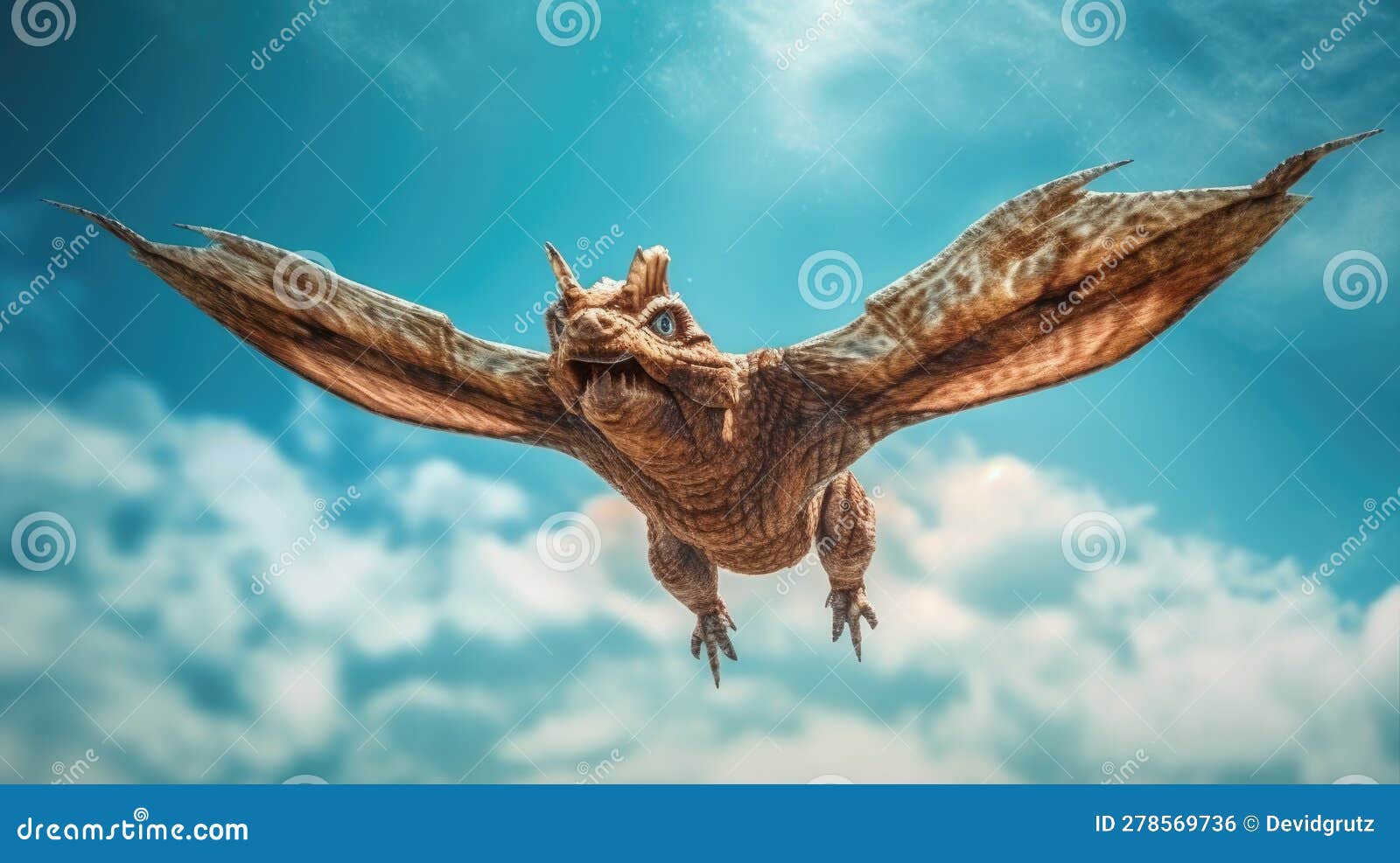 Flying Imaginative Creature or Dinosaur Fly. Generative AI Stock ...