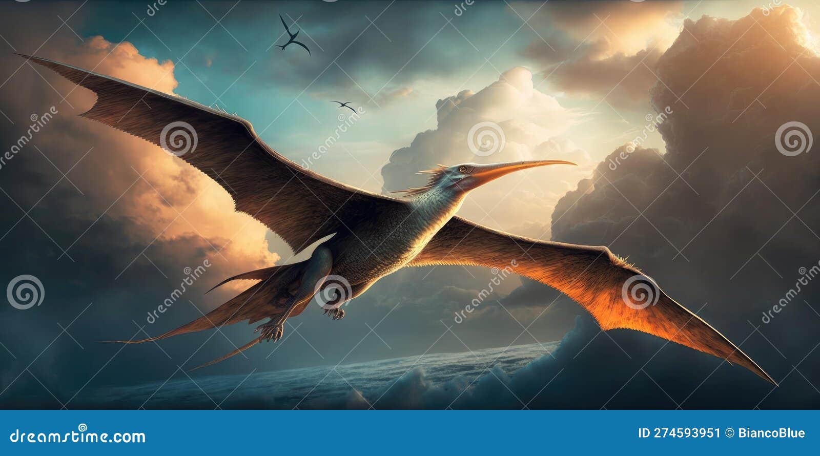 Flying Imaginative Creature or Dinosaur Fly in the Sky. Stock ...