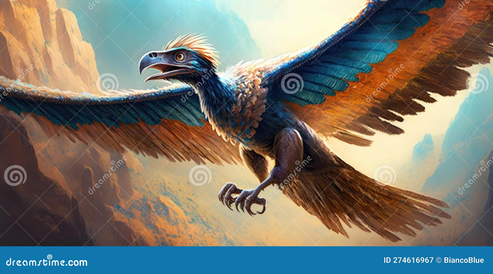 Flying Imaginative Creature or Dinosaur Fly in the Sky. Stock ...