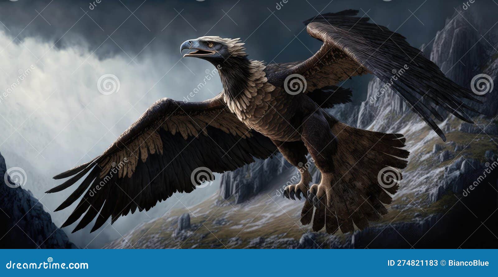 Flying Imaginative Creature or Dinosaur Fly in the Sky. Stock ...