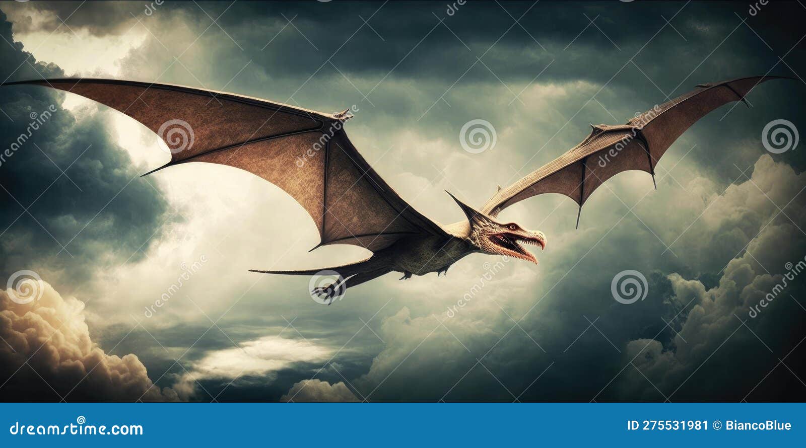 Flying Imaginative Creature or Dinosaur Fly in the Sky. Stock ...
