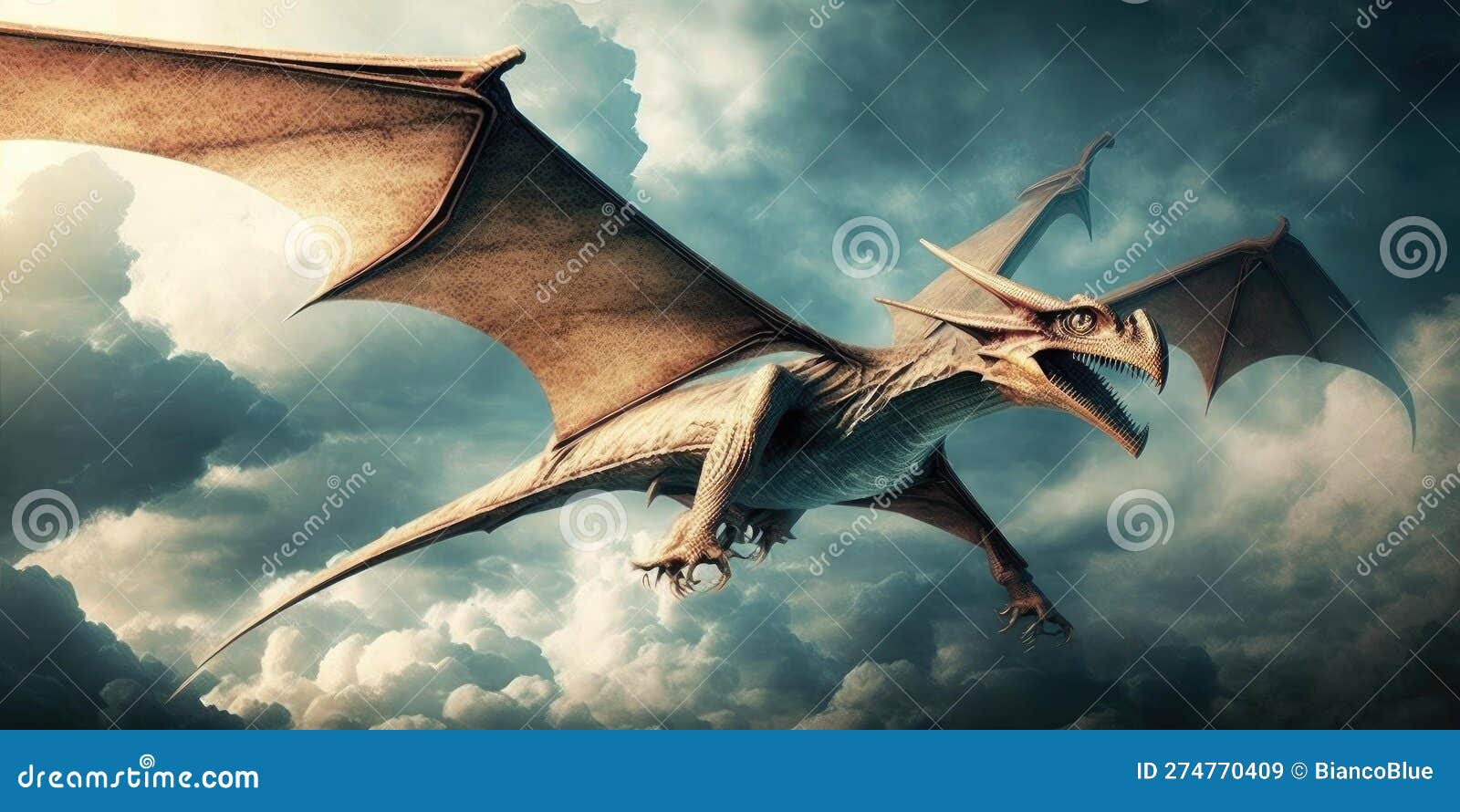 Flying Imaginative Creature or Dinosaur Fly in the Sky. Stock ...