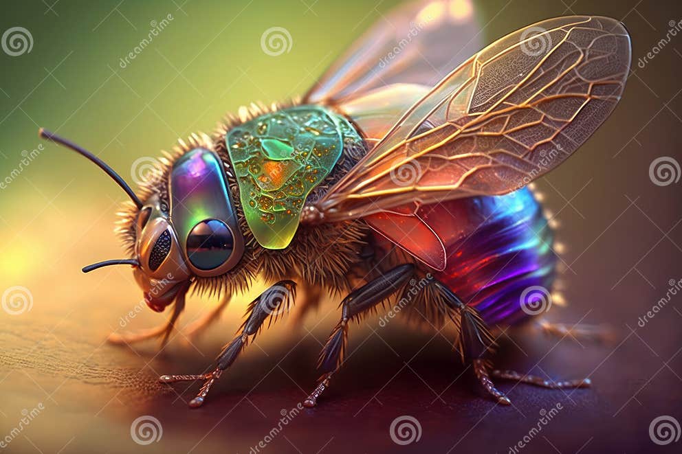 Flying Insect with Metallic Shell. Generative AI. Stock Illustration ...