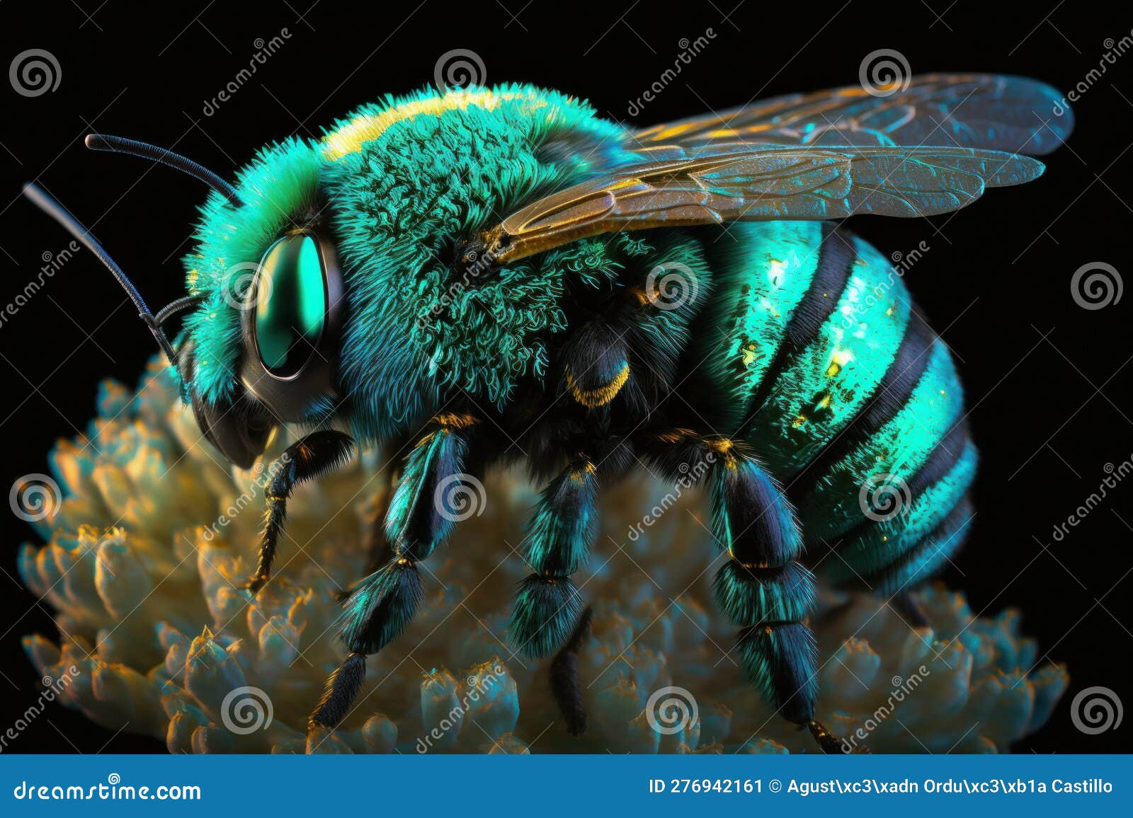 Flying Insect with Metallic Shell. Generative AI. Stock Illustration ...