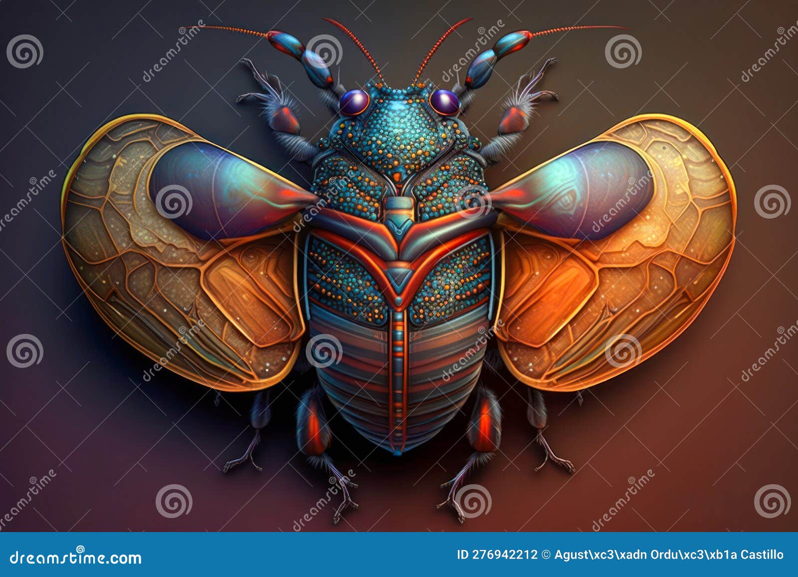 Flying Insect with Metallic Shell. Generative AI. Stock Illustration ...