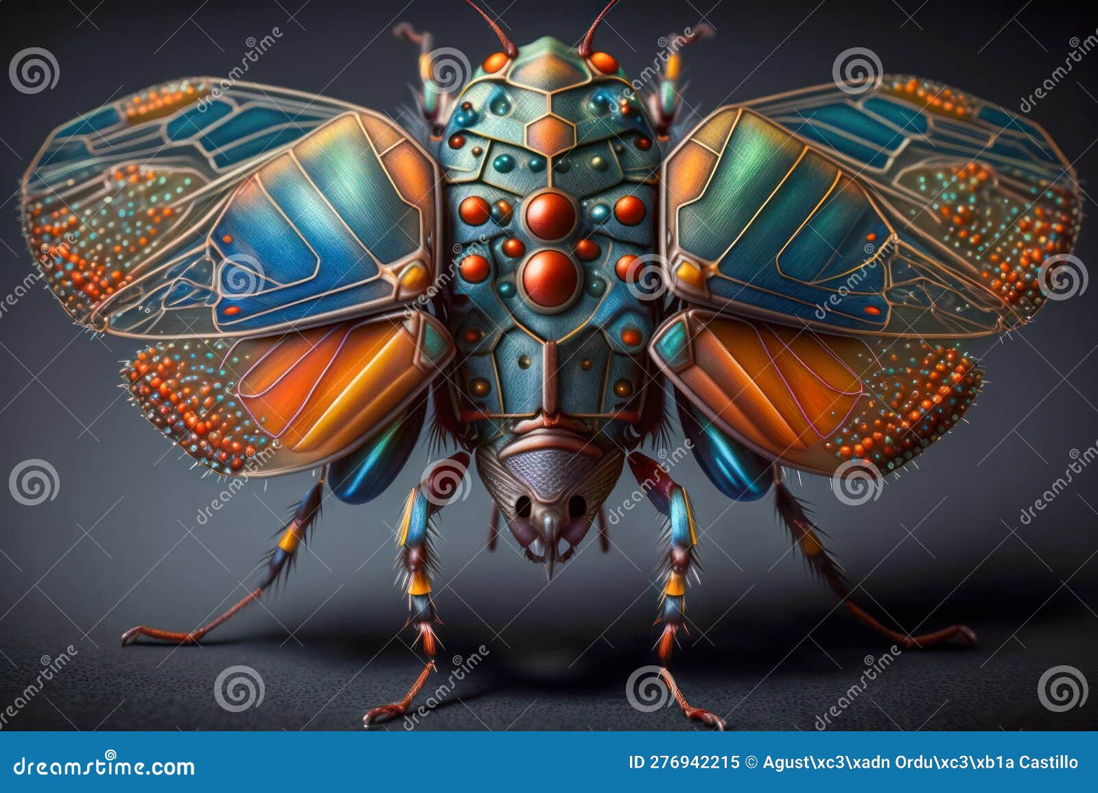Flying Insect with Metallic Shell. Generative AI. Stock Illustration ...