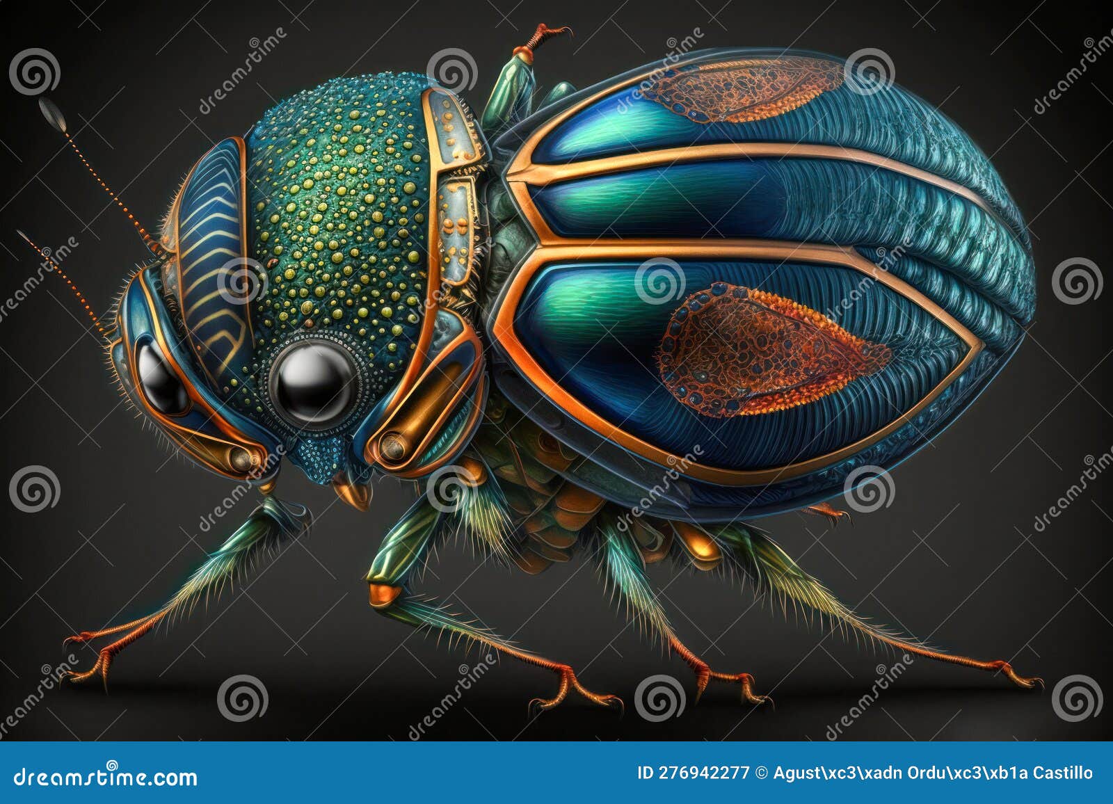Flying Insect with Metallic Shell. Generative AI. Stock Illustration ...