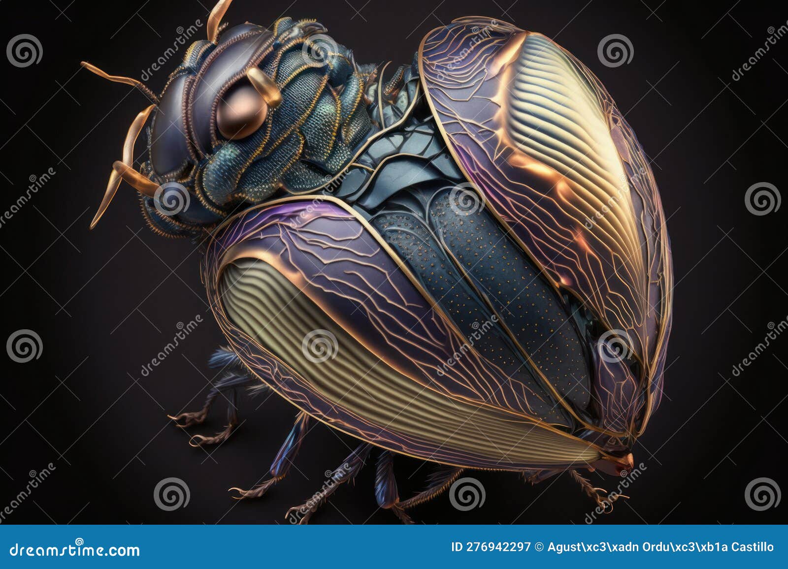 Flying Insect with Metallic Shell. Generative AI. Stock Illustration ...