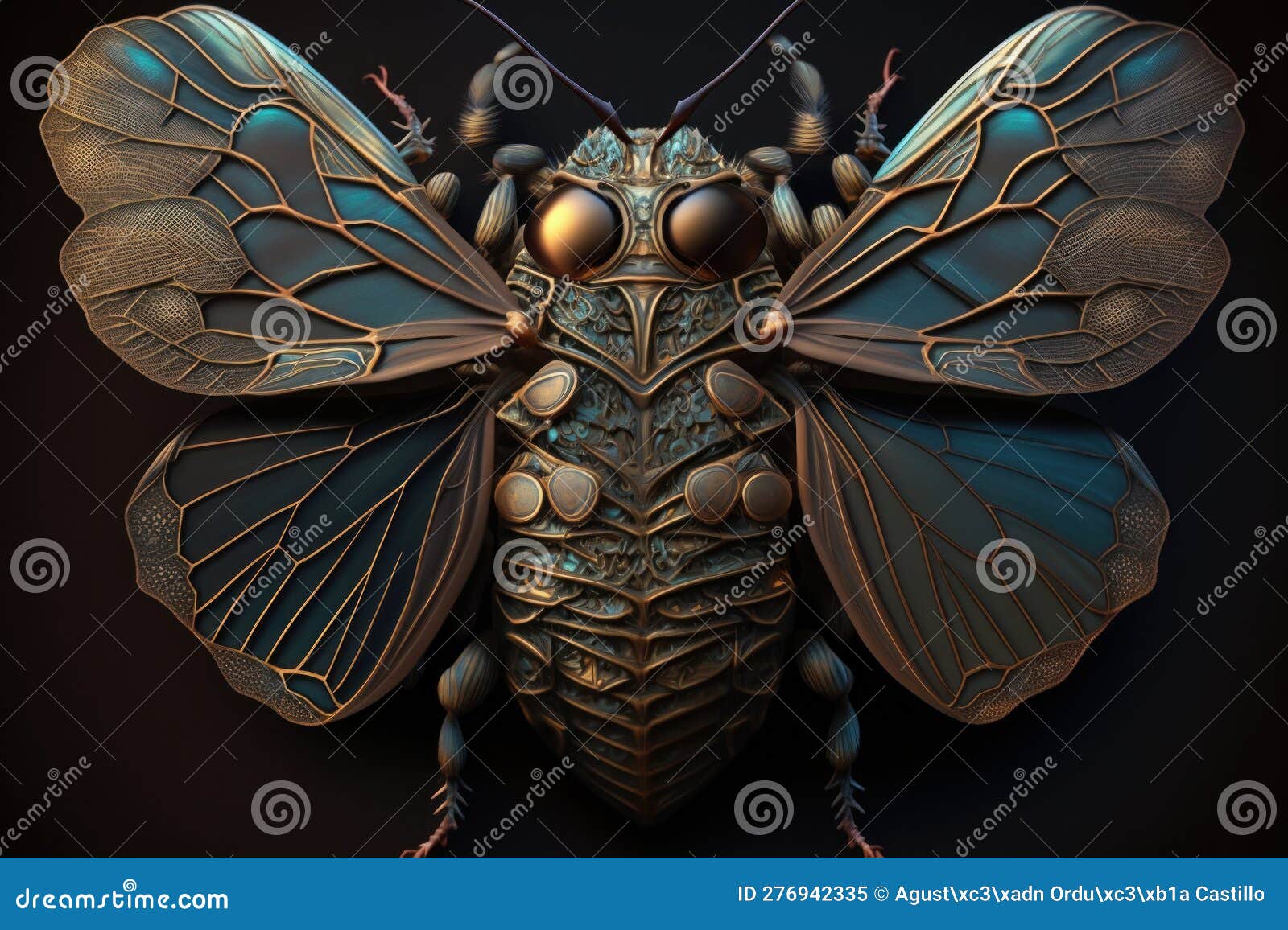 Flying Insect with Metallic Shell. Generative AI. Stock Illustration ...