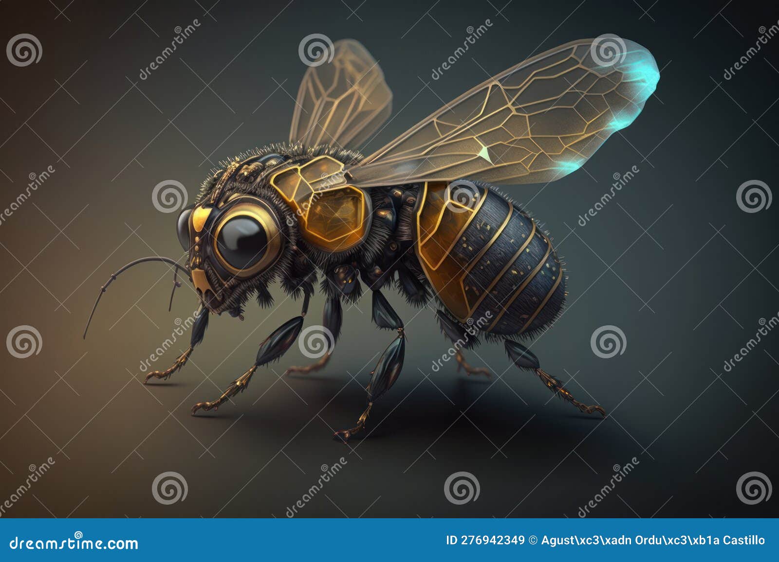 Flying Insect with Metallic Shell. Generative AI. Stock Illustration ...