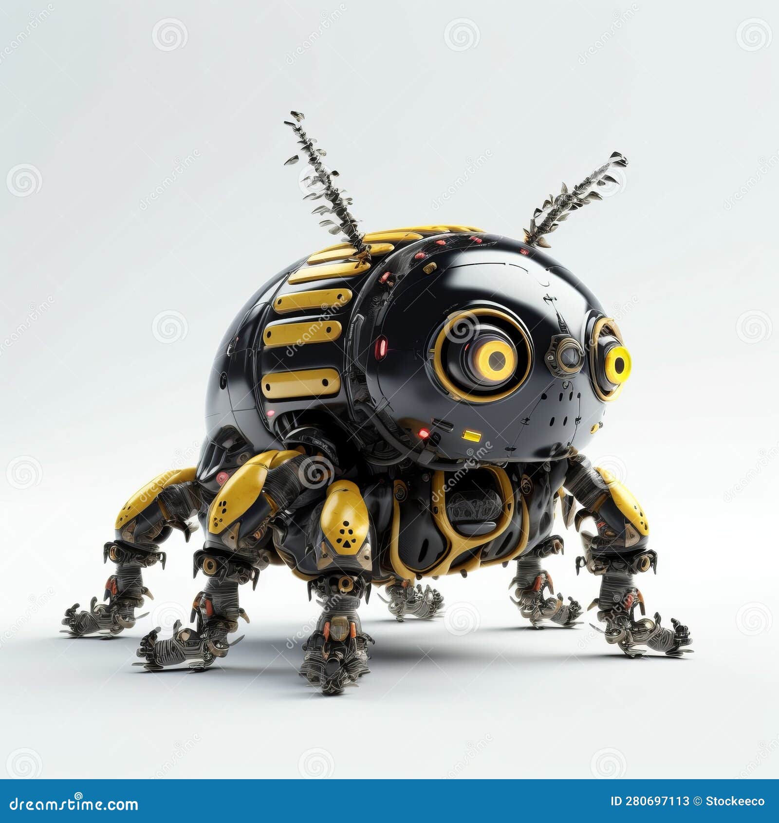 Flying Insect Robot 3d Render with Playful Character Design Stock ...