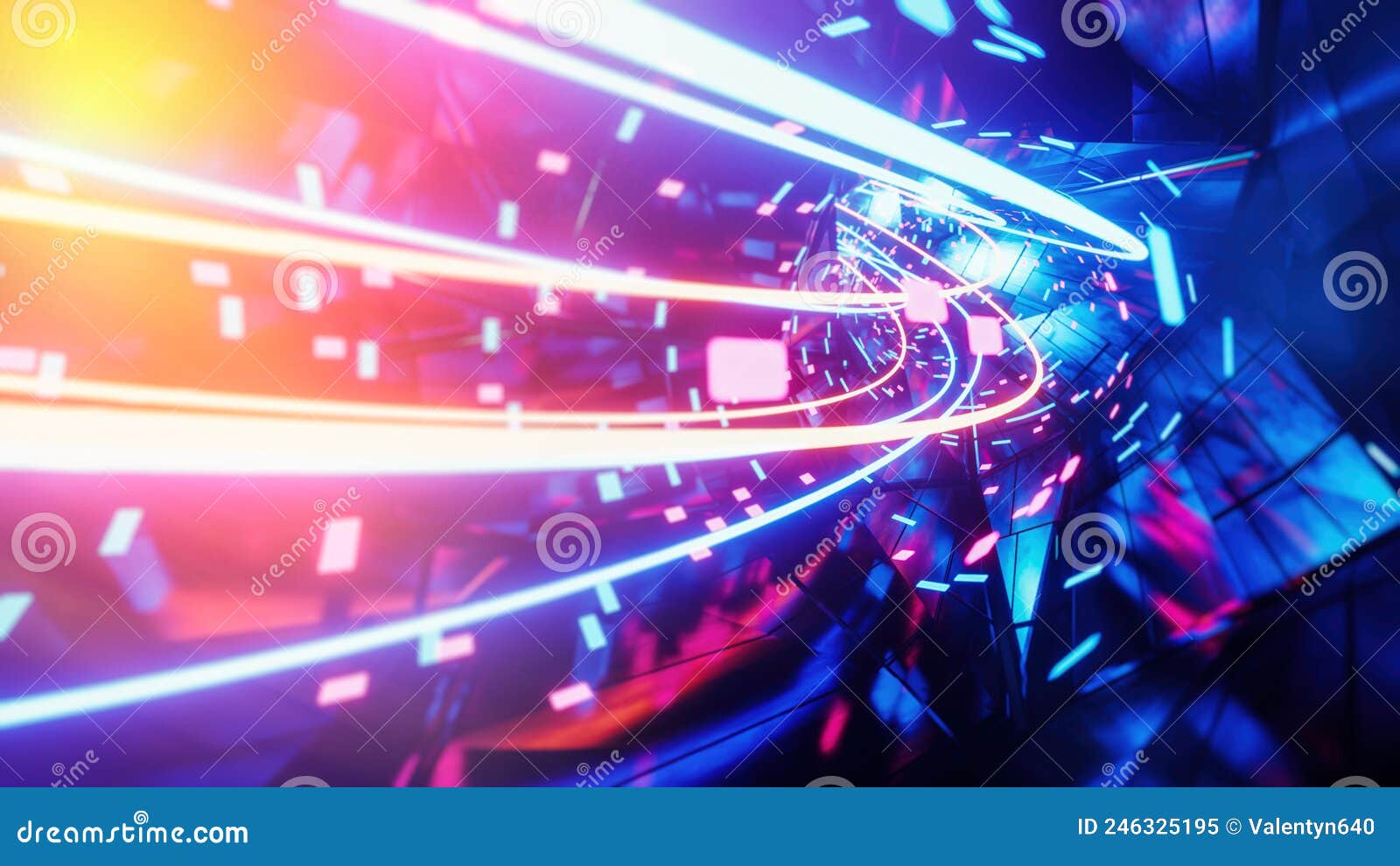 Flying Inside Artificial Intelligence Digital Brain Bid Data. Animation ...