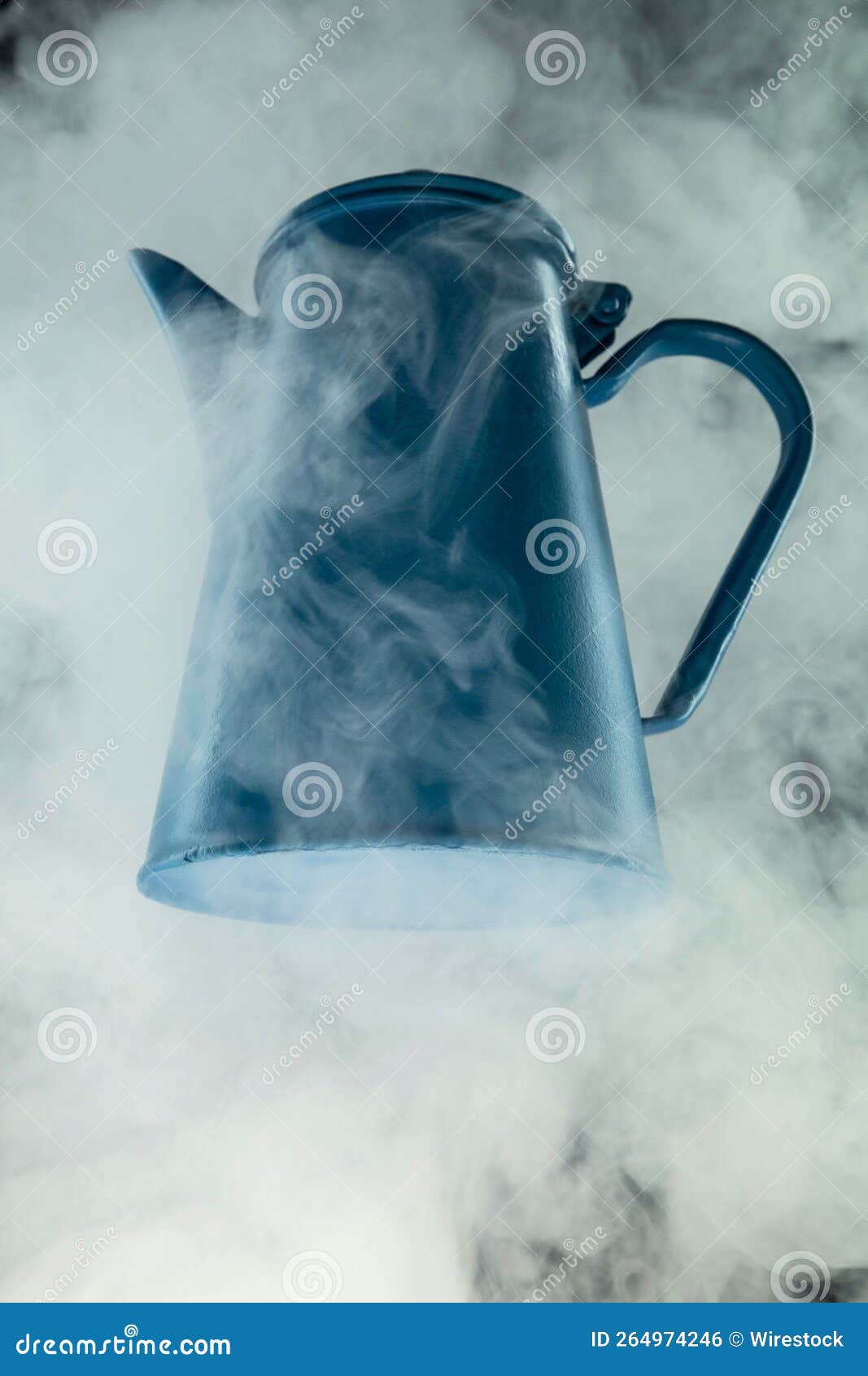 Flying Iron Coffee Pot Surrounded by Smoke Stock Photo - Image of smoke ...