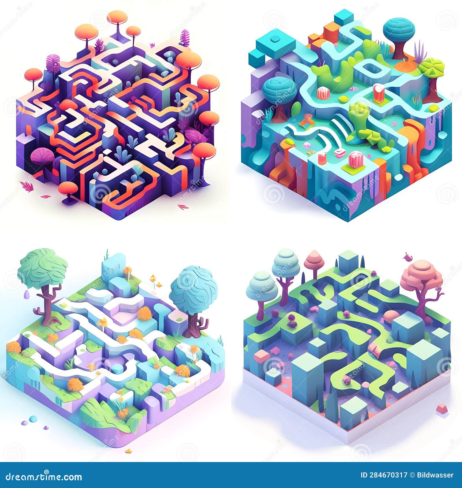 Flying Islands Game Sheet Set. Generative Ai Design Stock Illustration ...