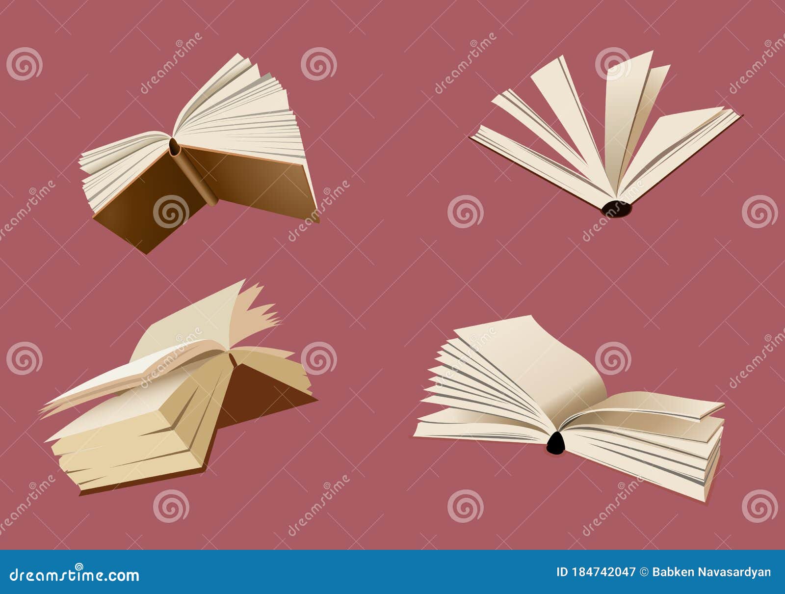 Flying Books Vector Illustration Stock Vector - Illustration of object ...