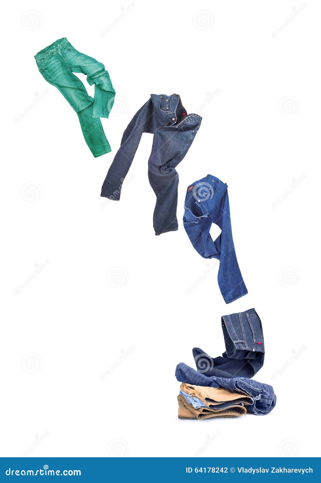 Flying jeans stock photo. Image of isolated, green, garment - 64178242