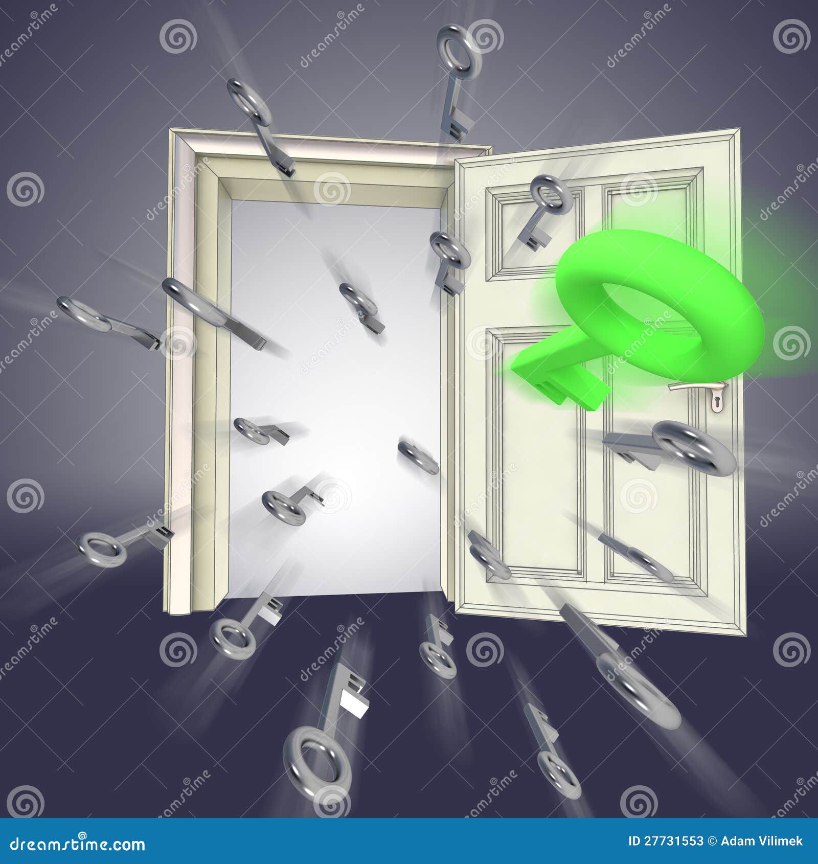 Flying Keys Opening Door Abstract Stock Illustration - Illustration of ...