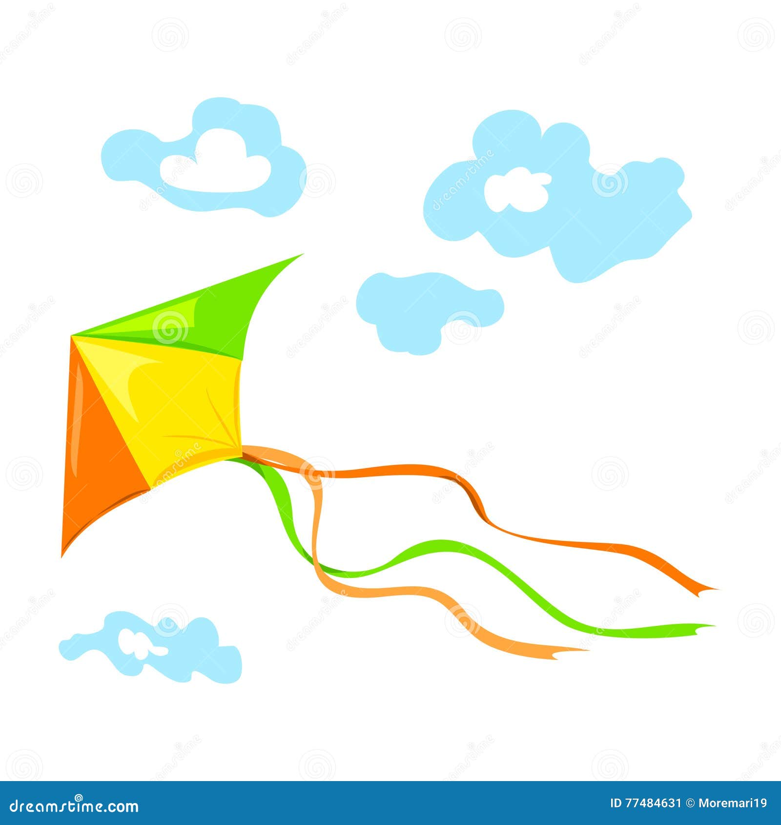Flying a kite with clouds stock vector. Illustration of freedom - 77484631