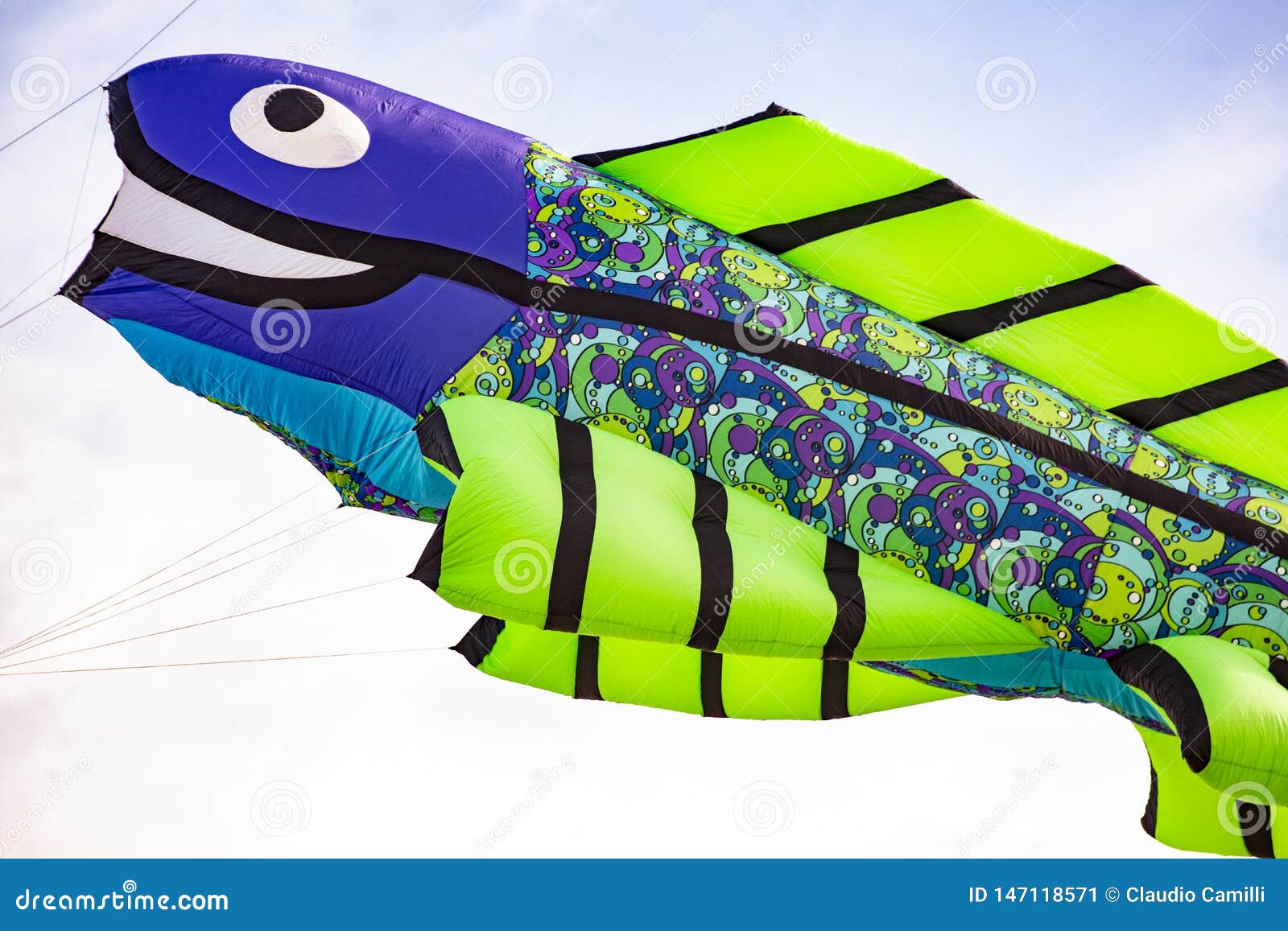Flying Kite with Fish-shaped Stock Image - Image of colors, high: 147118571