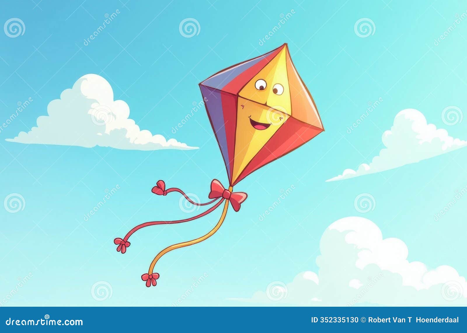 A Flying Kite with a Smiling Face at 30-12-2024 Stock Illustration ...