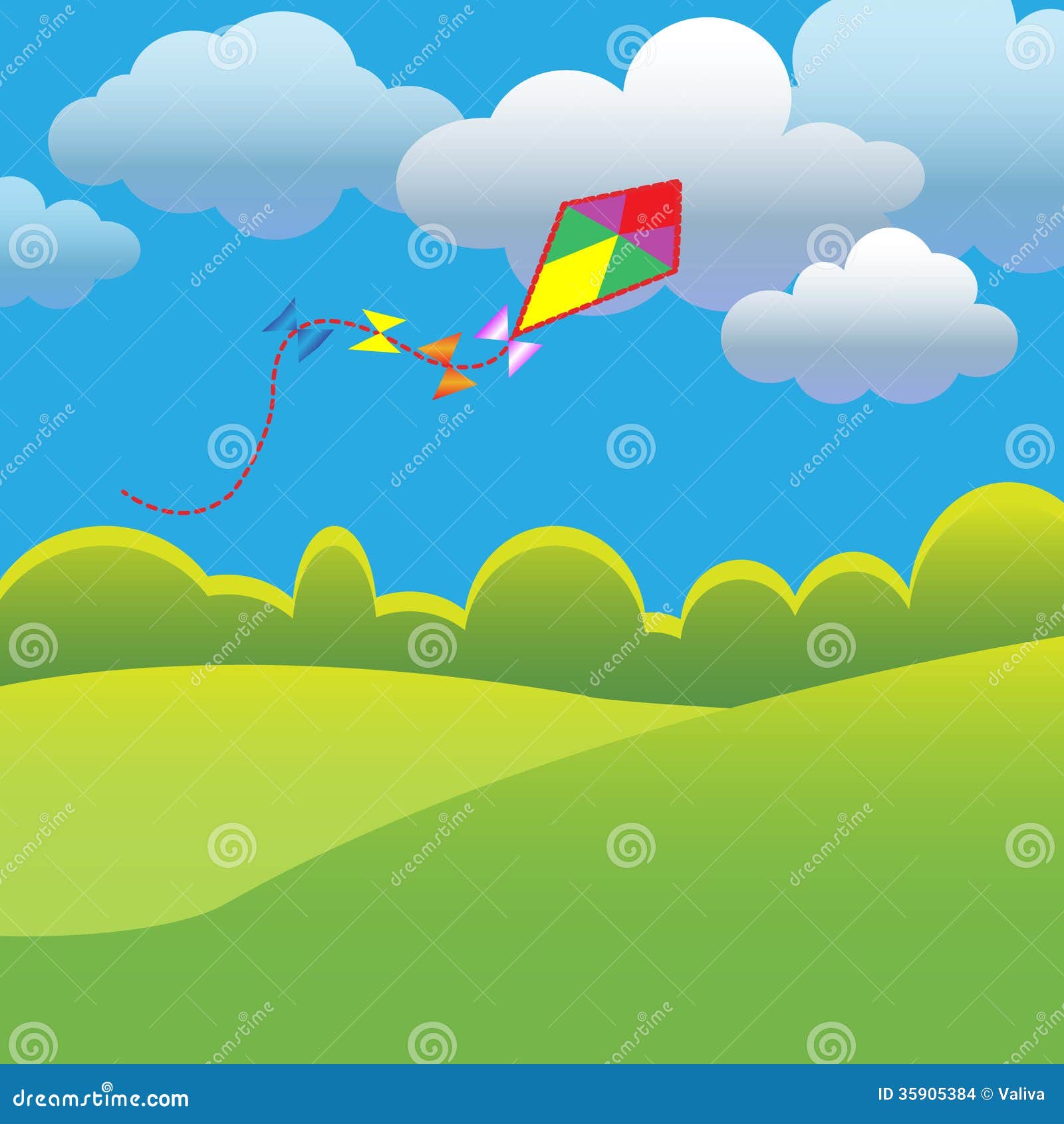Background With A Kite, Seamless Texture Vector Illustration ...