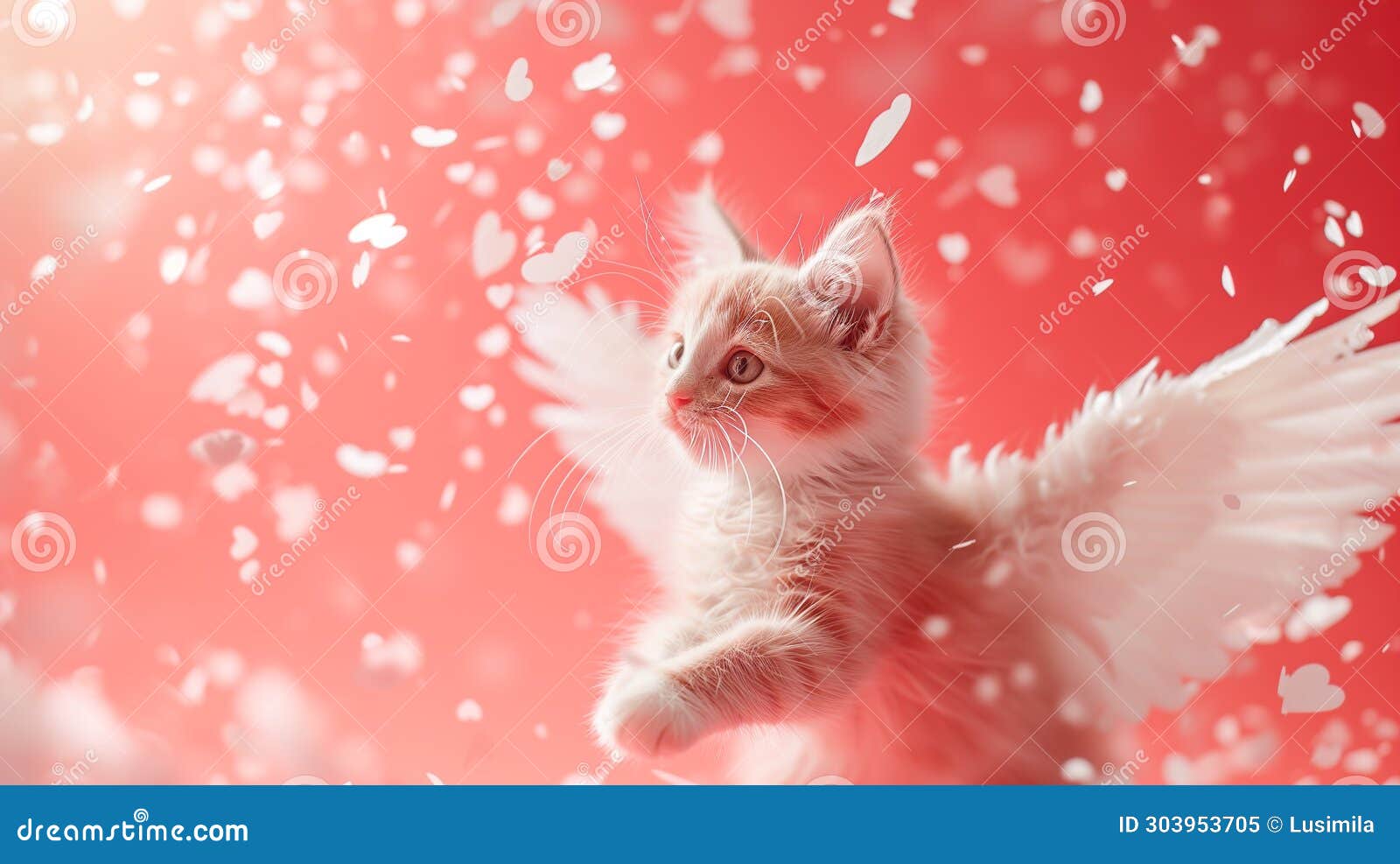 Flying kitty angel stock illustration. Illustration of funny - 303953705