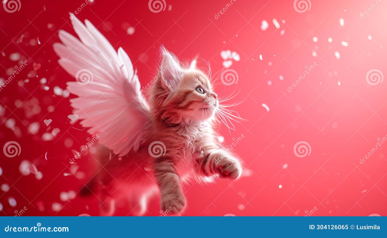 Flying kitty angel stock illustration. Illustration of cupid - 304126065