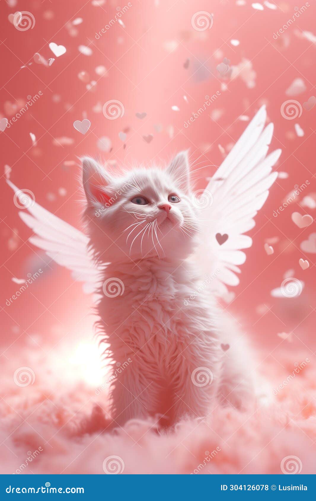 Flying kitty angel stock illustration. Illustration of greeting - 304126078