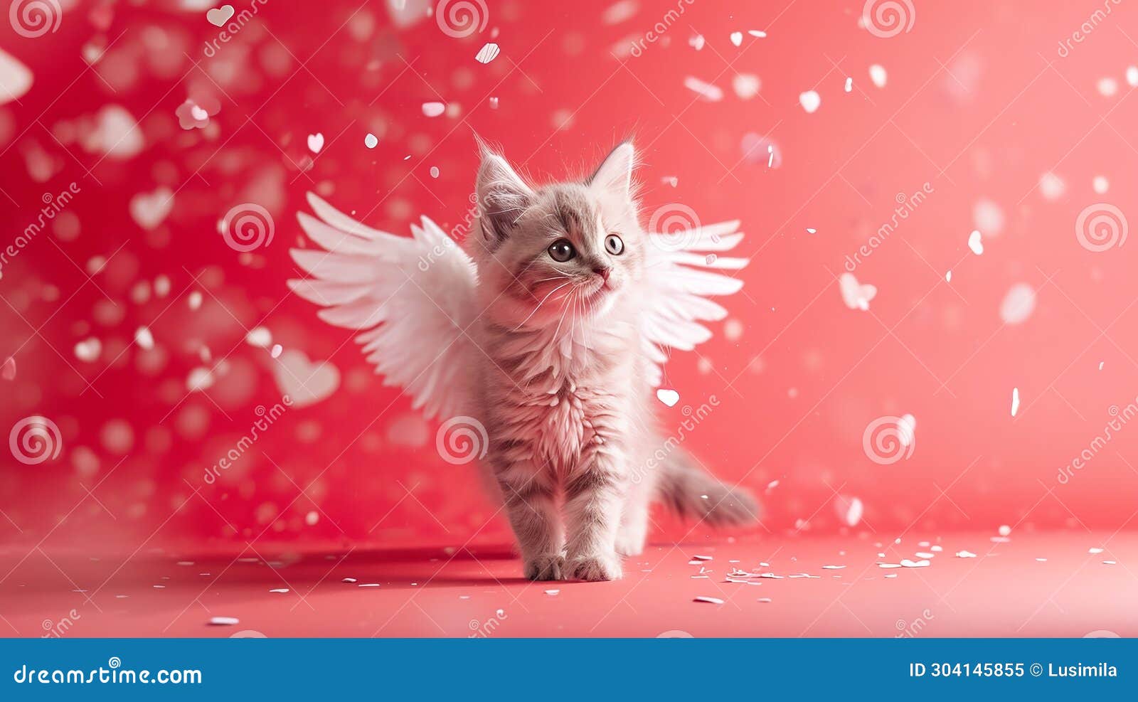 Flying kitty angel stock illustration. Illustration of mystical - 304145855