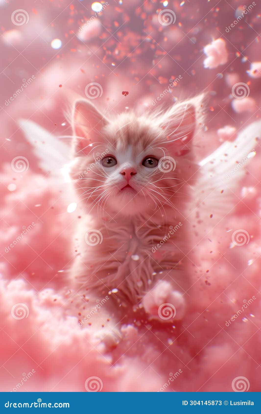 Flying kitty angel stock illustration. Illustration of kitty - 304145873